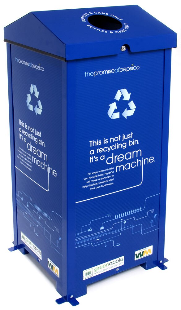 Blue Metal Recycle Bin